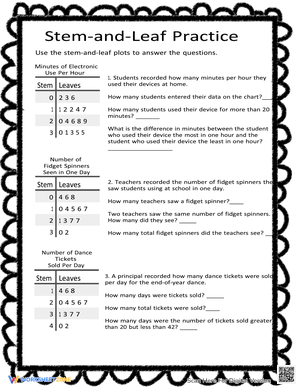 Free Printable Stem and Leaf Plot Worksheets For Teaching