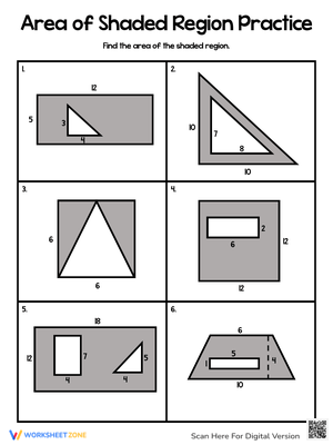 Find the Area of the Shaded Region Worksheets With Answers
