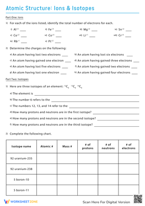 Free Printable Isotope Practice Worksheets for Students