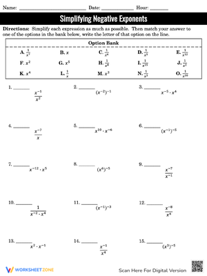 Exponents Worksheets 2024