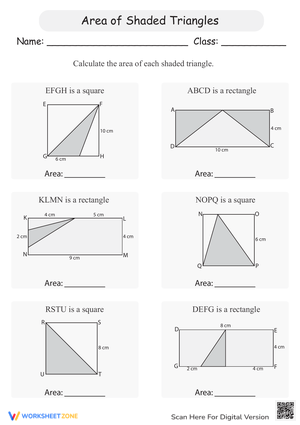 Find the Area of the Shaded Region Worksheets With Answers