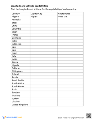 Free Collection Of Latitude and Longitude Worksheets