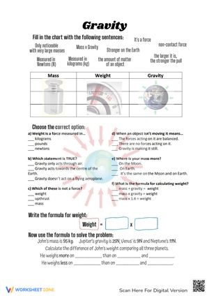 Free Printable Gravity Worksheets For Teaching & Learning