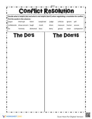 Grade 5 Conflict Resolution Worksheets 2024