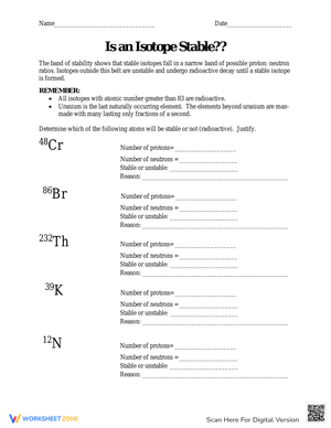 Free Printable Isotope Practice Worksheets for Students