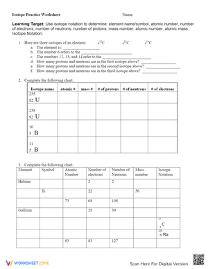 Grade 12 Isotope Practice Worksheets 2024