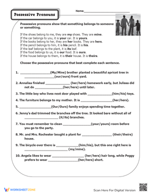 Grade 5 Possessive Pronouns Worksheets 2024
