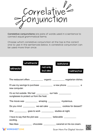 Grade 5 Correlative Conjunctions Worksheets 2024