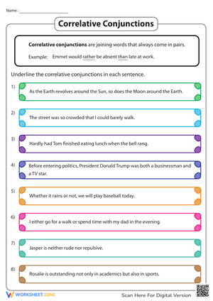 Grade 5 Correlative Conjunctions Worksheets 2024