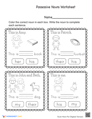 Grade 3 Possesive Nouns Worksheets 2024