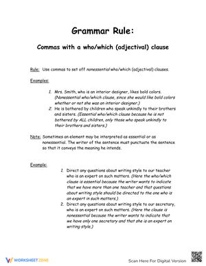 Grade 6 Commas Worksheets 2024