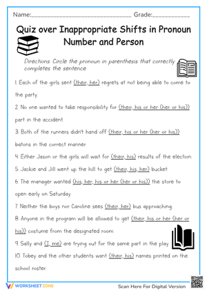 Free Printable Pronouns and Antecedents Worksheets