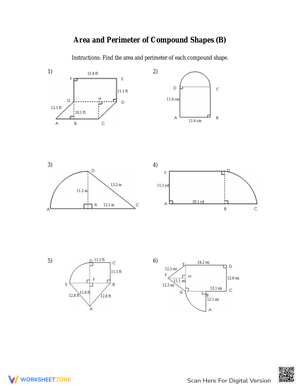 Area of Compound Shapes Worksheets 2024