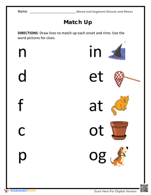 Grade 1 Onsets and Rimes Worksheets 2024