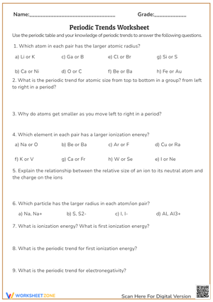Grade 10 Science Worksheets 2024