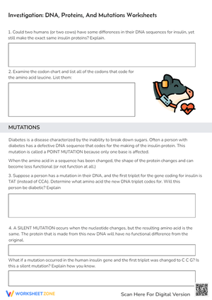 Free Printable Mutations Worksheet with Answer Keys
