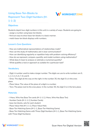 Grade 1 Representing Numbers in Different Ways Lesson Plans 2024