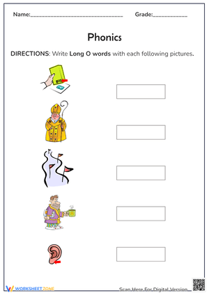 Free Printable Long O Worksheets for Teaching & Learning