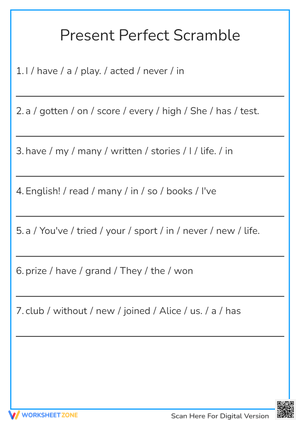 Grade 5 Present Perfect Worksheets 2024