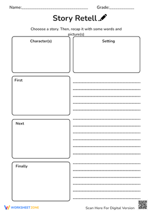 Free Printable Retelling a Story Worksheets for Students