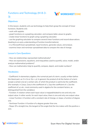 Printable Functions and Technology (M-8-3-3) Lesson Plans (PDFs) for ...